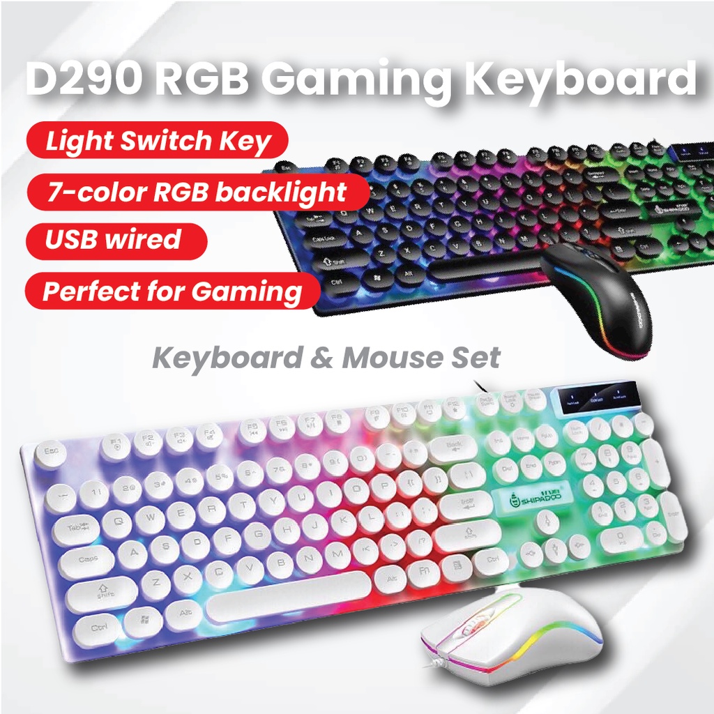 Shipadoo D620/D280/D290 Wired RGB LED GAMING KEYBOARD N MOUSE SET ONE ...