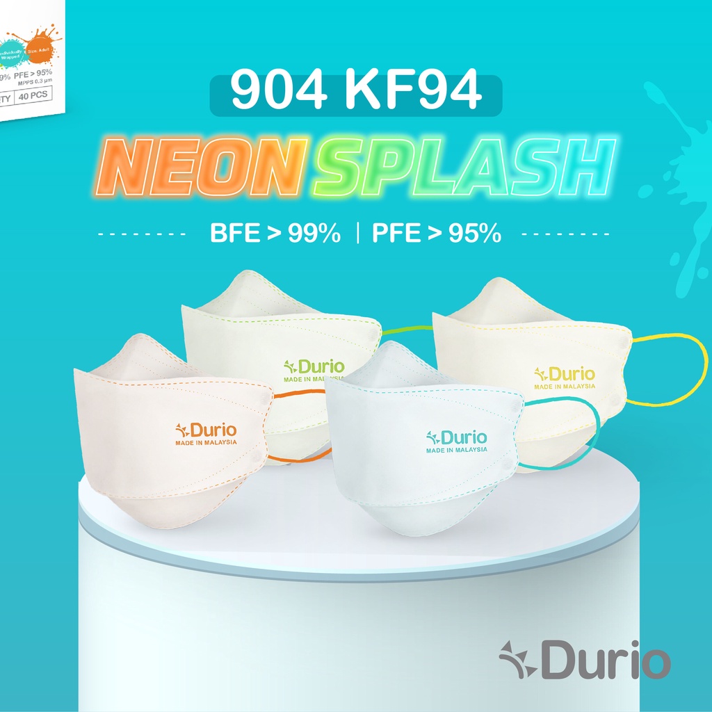 Durio 904 KF94 5Ply Neon Splash Respirator - 40pcs | Durio Official ...