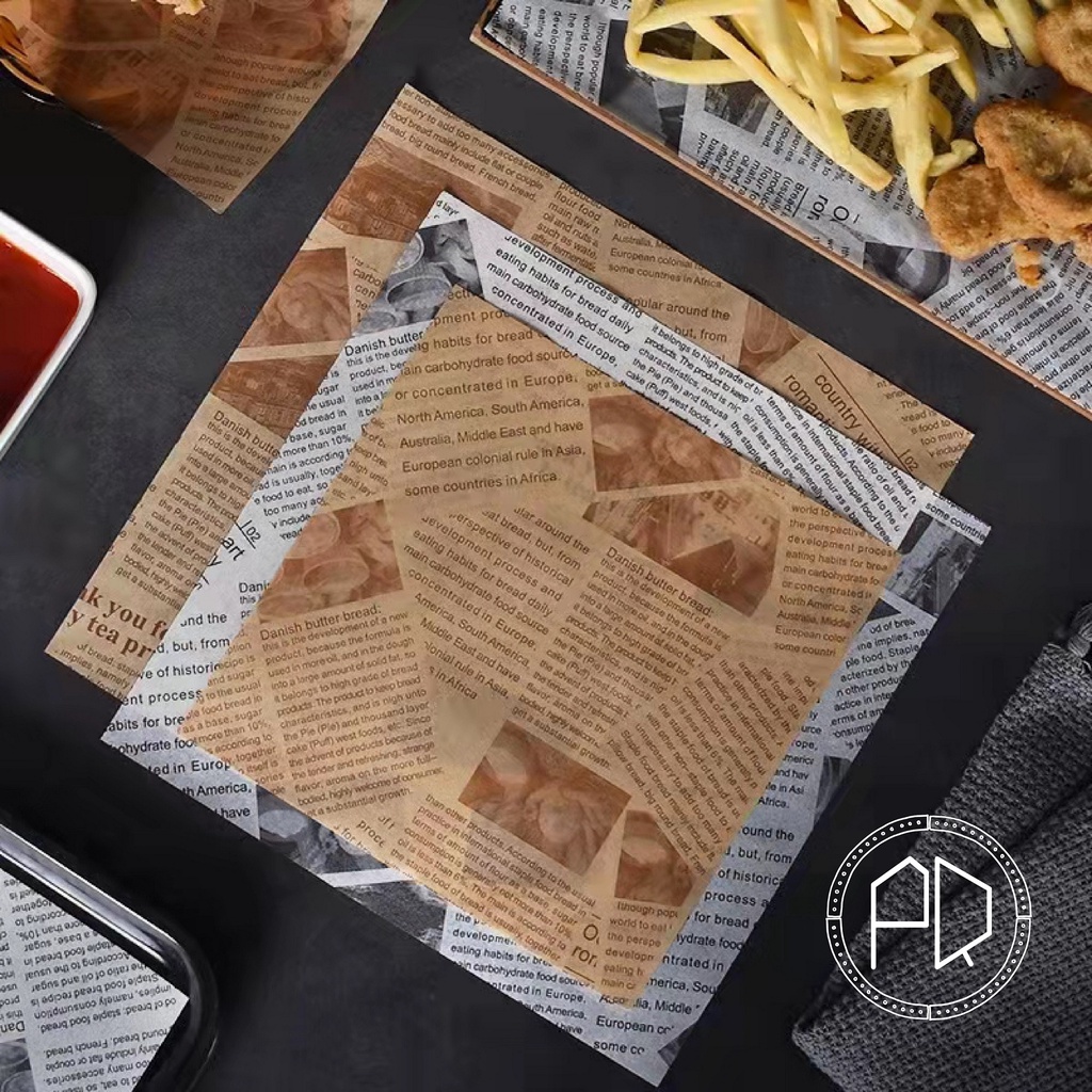 [50pcs] Food Wax Paper Fried Food Basket Liner Grease Paper Oil Proof ...