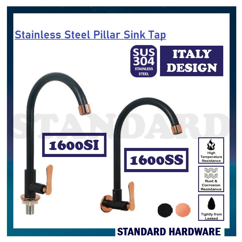SUS304 Stainless Steel Kitchen Sink Faucet / Pillar Sink Tap / Wall ...