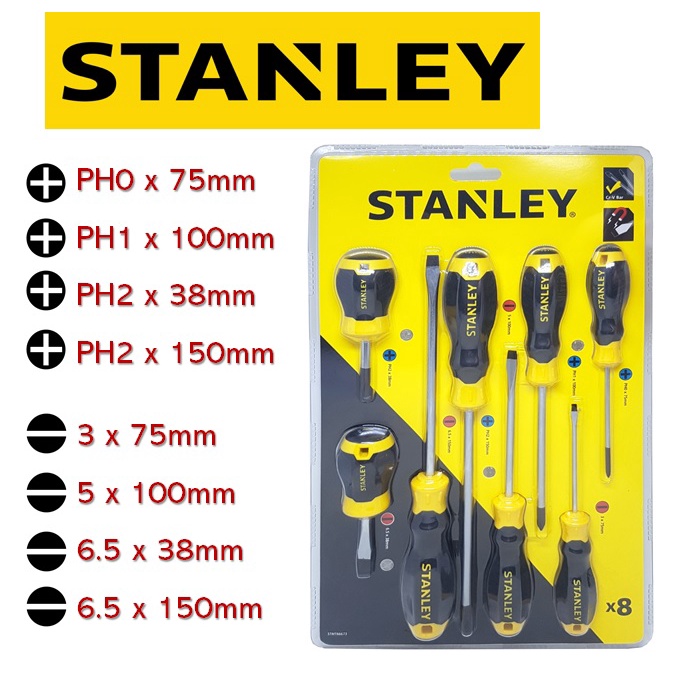 STANLEY 66-673 8Pcs Cushion Grip Screwdriver Set 66673 | Shopee Malaysia