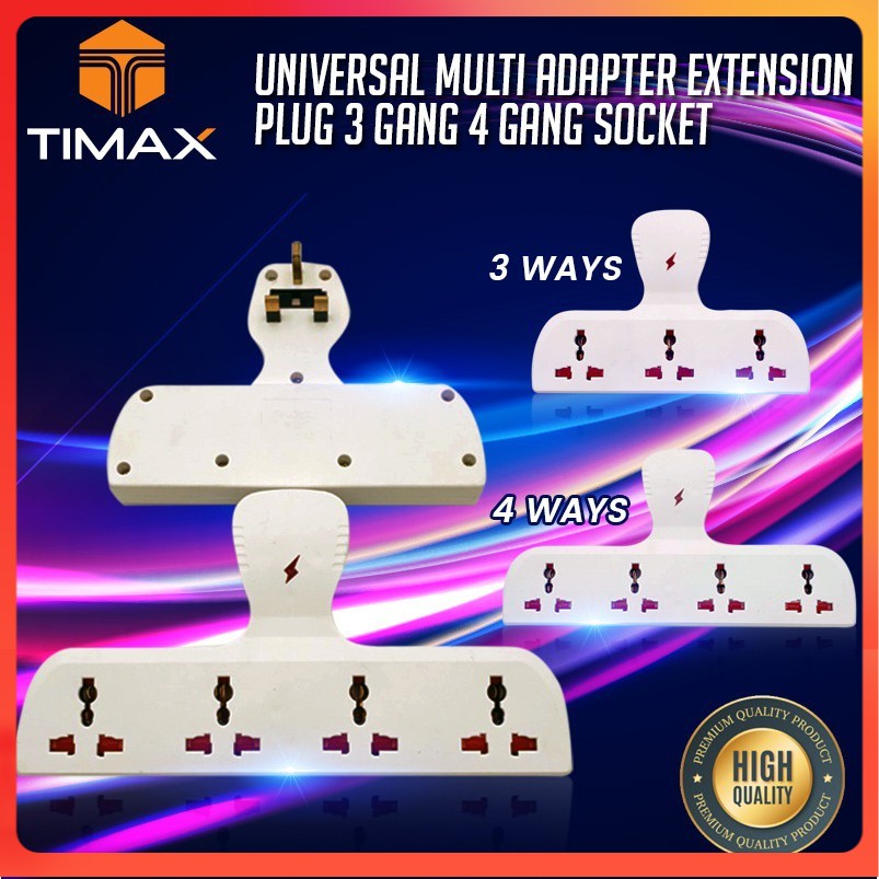 Plug adapter 3 Way Universal Multi Adapter Extension Plug 3 GANG 4 GANG ...