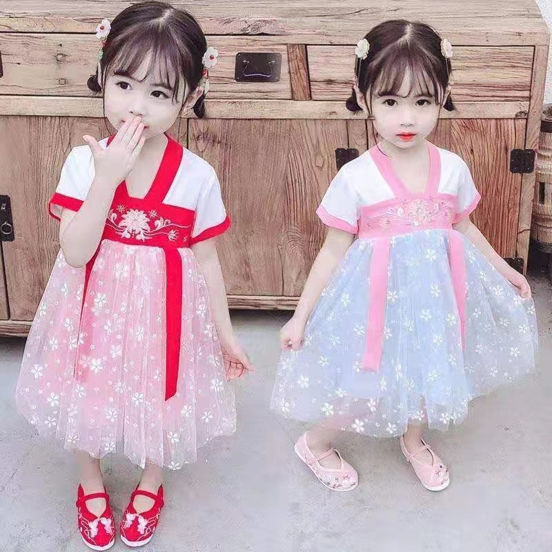 CNY Baby Girl Hanfu Dress Summer Short Sleeve Dress Little Girl Chinese ...