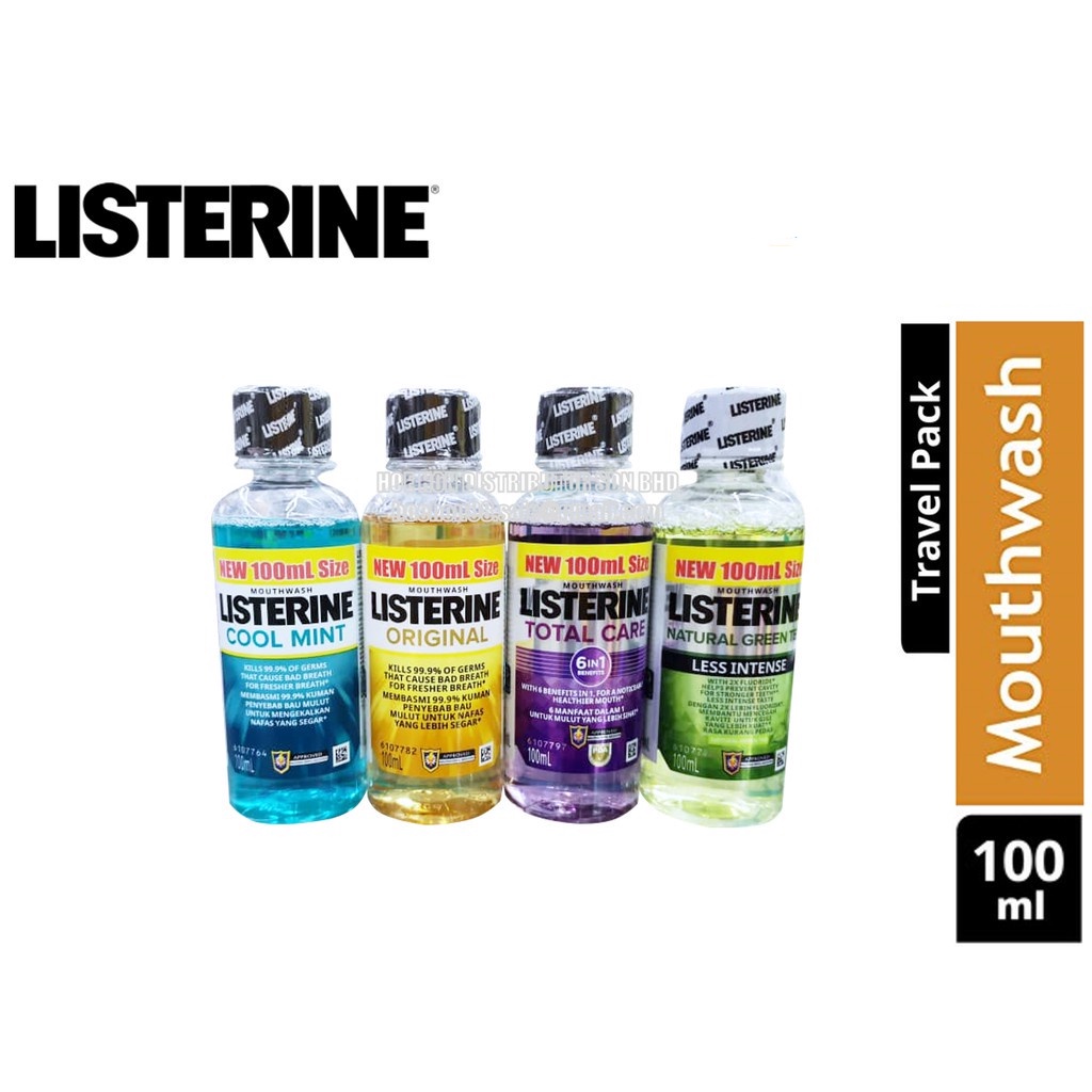 Listerine Mouth Wash 100ml Original Cool Mint Total Care Travel Pack ...