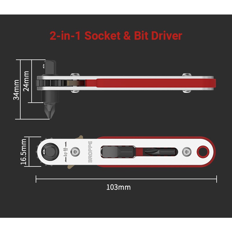 Ratchet Wrench Screwdriver Right Angle Low Profile Ratcheting 1/4 Inch ...