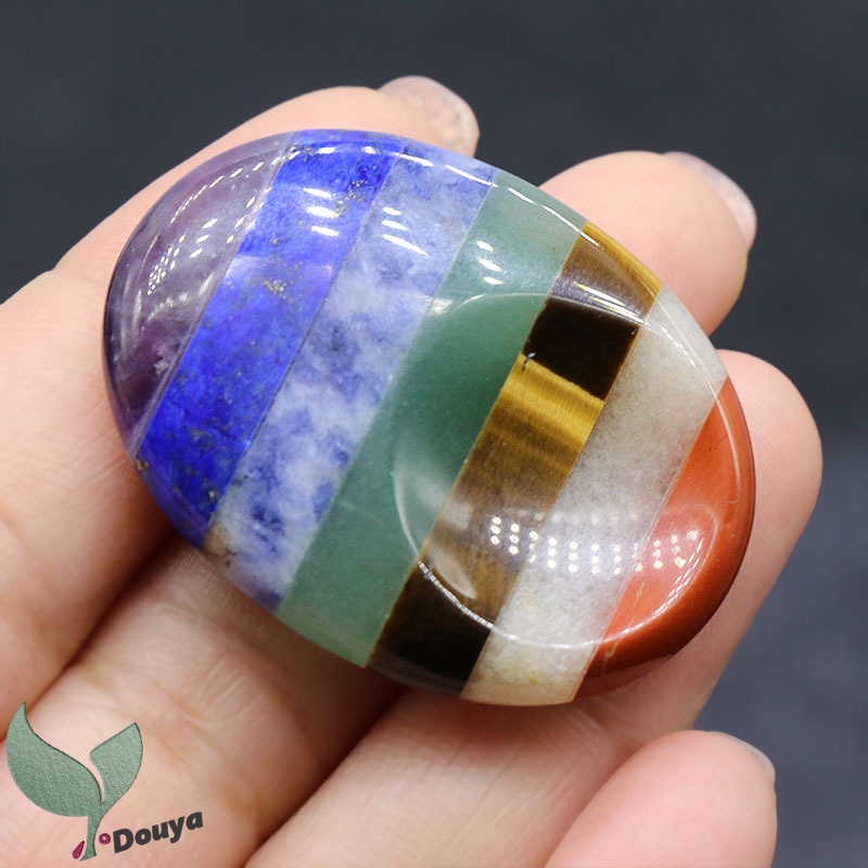 Thumb Worry Stone for Anxiety,7 Chakra Crystals Healing Stones,Oval ...