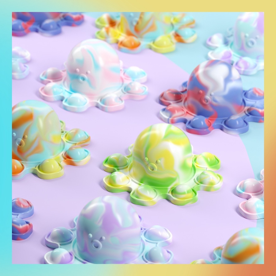 Flip Octopus Doll Push Pop Fidget Toy Anxiety Relieve Stress Bubble ...