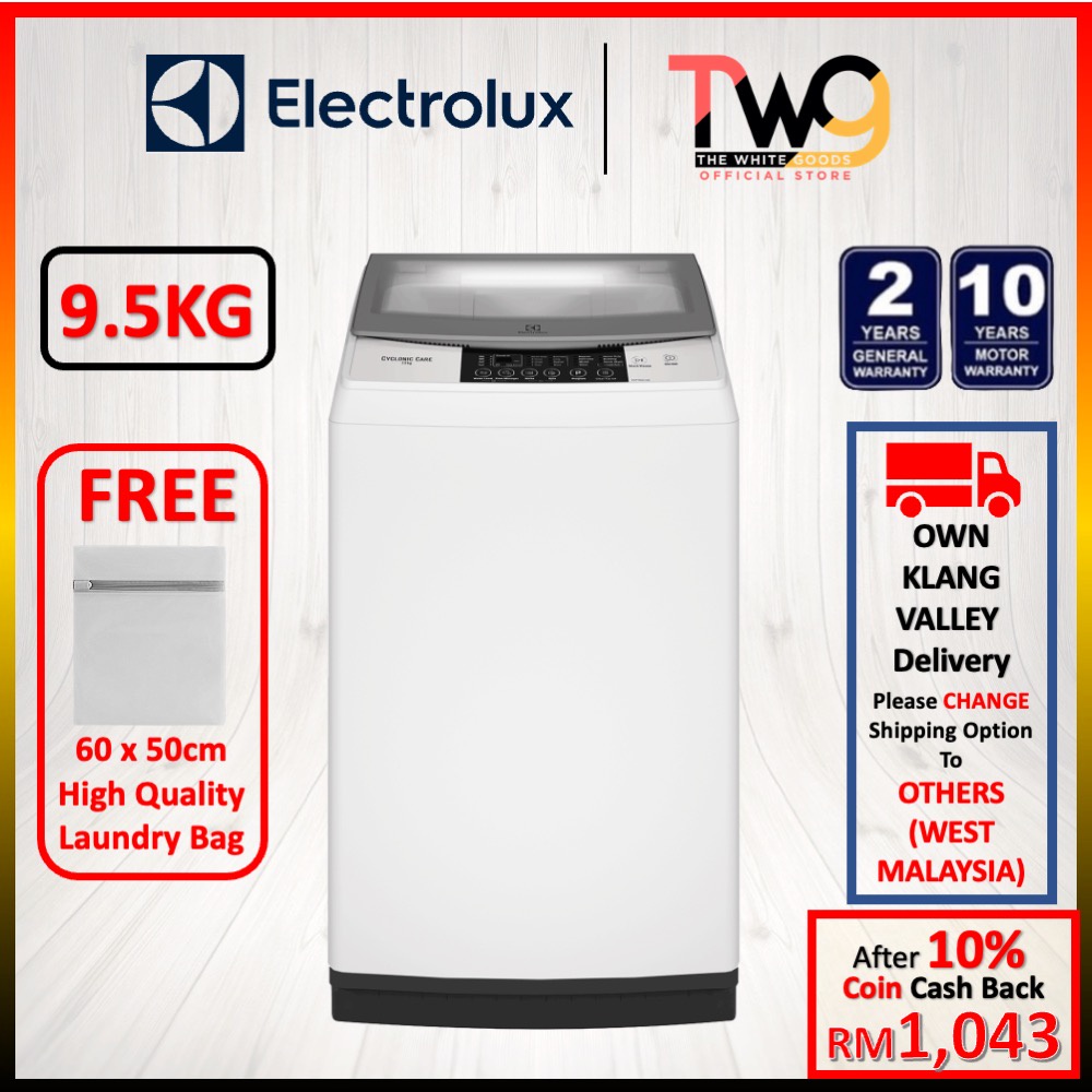 Electrolux 7.5kg / 8.5kg / 9.5kg Cyclonic Care Top Load Washing Machine EWT7588H1WB EWT8588H1WB ...
