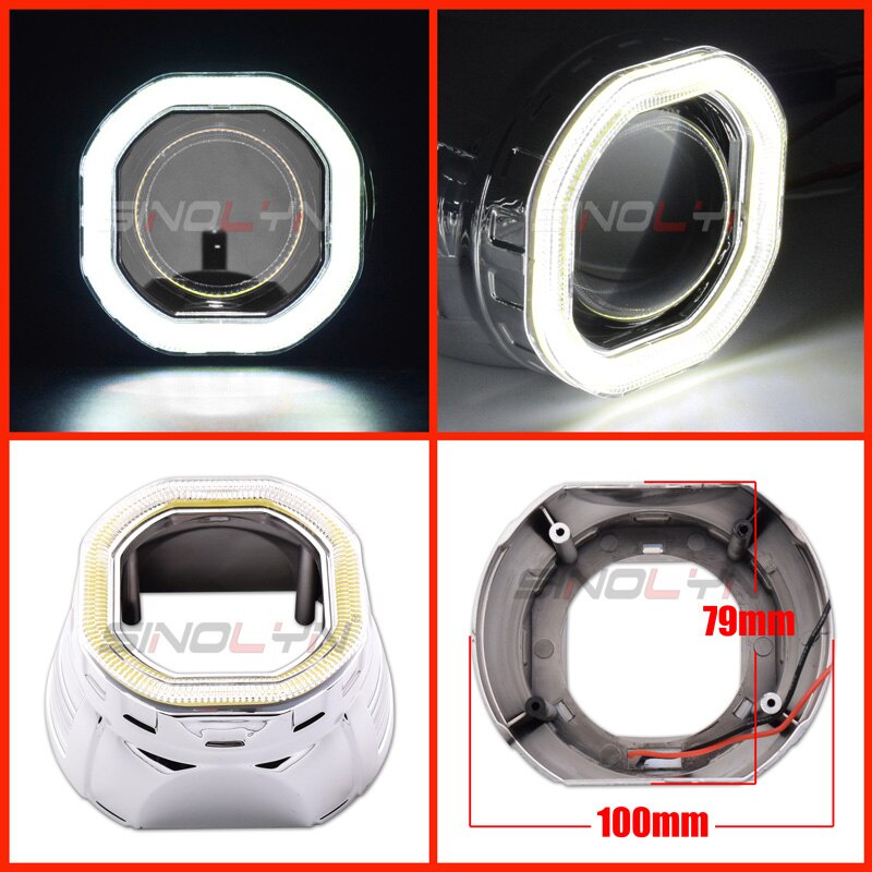 Sinolyn Projector LED Angel Eyes Shrouds LED DRL Bezel Headlight Lenses ...