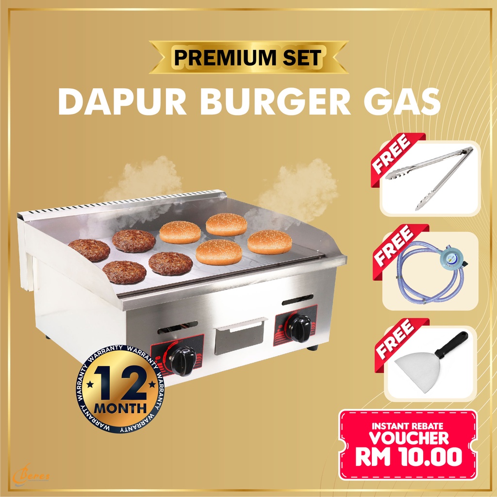 BERES Commercial Stainless Steel Griddle Gas Griddle Dapur Burger Dapur ...