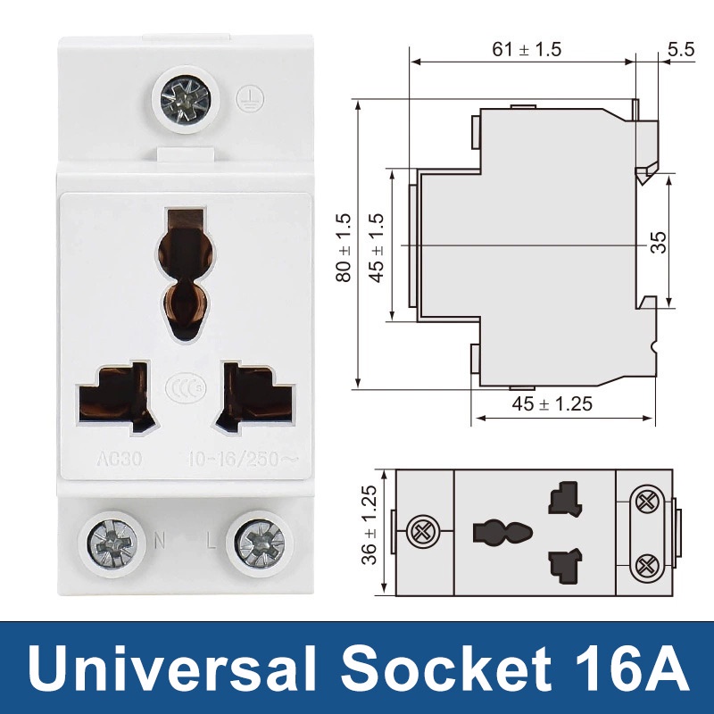 AU CN AC30 35mm Din Rail Mount Modular socket 2 3 4 hole Pins modularized Plug Single Phase 10A ...