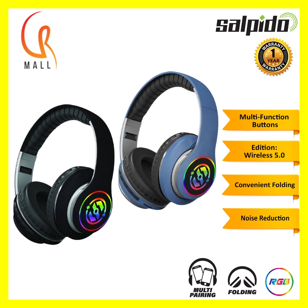 SALPIDO B12 BLUETOOTH ON-EAR RGB LIGHTNING HEADPHONE | Shopee Malaysia