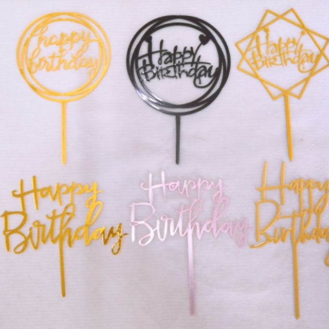 Ready Stock - Acrylic material plastic Happy Birthdays cake Topper ...