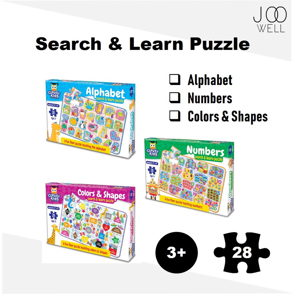 Clever Kids Search & Learn Puzzle - Alphabet / Numbers / Colors ...