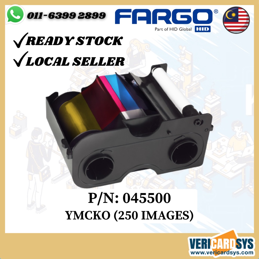 Fargo Ribbon P/N 045500 DTC1250e Color Ribbon - YMCKO (250 Images ...