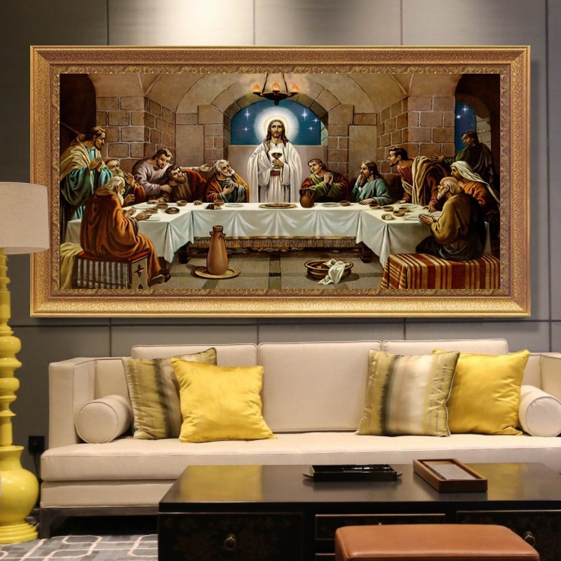 The last supper 5D diamond painting round diamond full paste cross ...