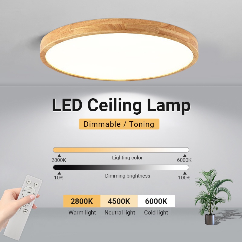 Ready stock Wood LED kayu ceiling light lampu remote control tukar ...