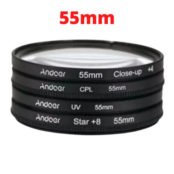 [ Local Ready Stock ] Andoer 55mm UV+CPL+Close-Up+4 +Star 8-Point ...