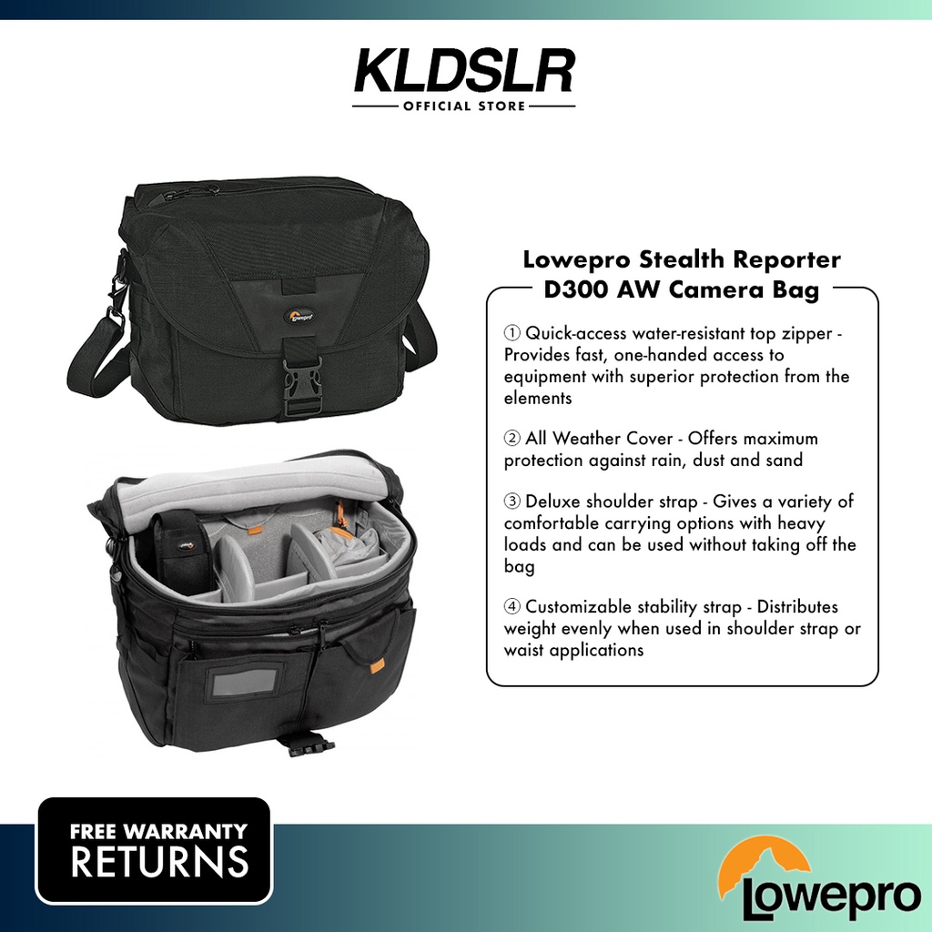 Lowepro Stealth Reporter D300 AW (Black) (Lowepro Malaysia) | Shopee ...