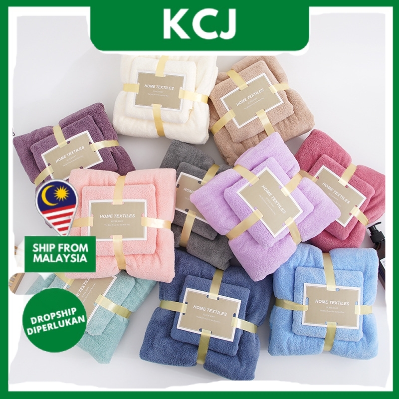 Tuala Viral 2in1 Set Coral Fleece High Density Microfiber Bath Face Set ...