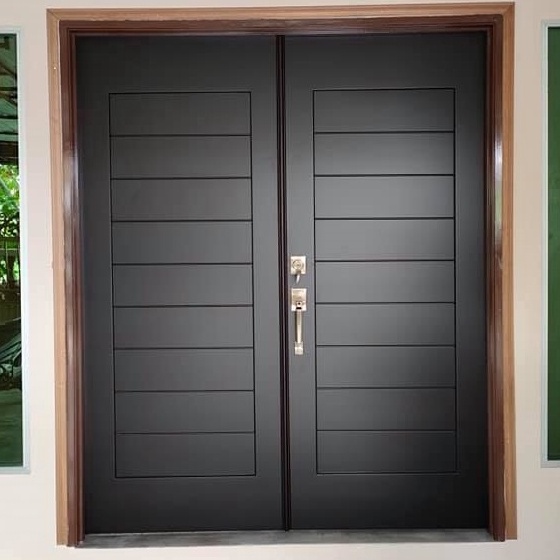 Pintu Kayu Kembar Depan Rumah (HDF Full Solid Core) Wooden Door Double ...