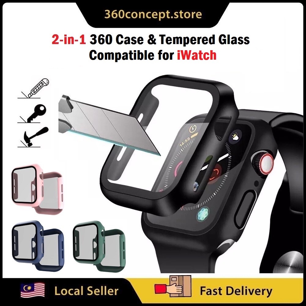 Sarung Pelindung Penuh 360 Dengan Kaca Skrin untuk iWatch Siri 49mm 46mm 45mm 44mm 42mm 41mm ...