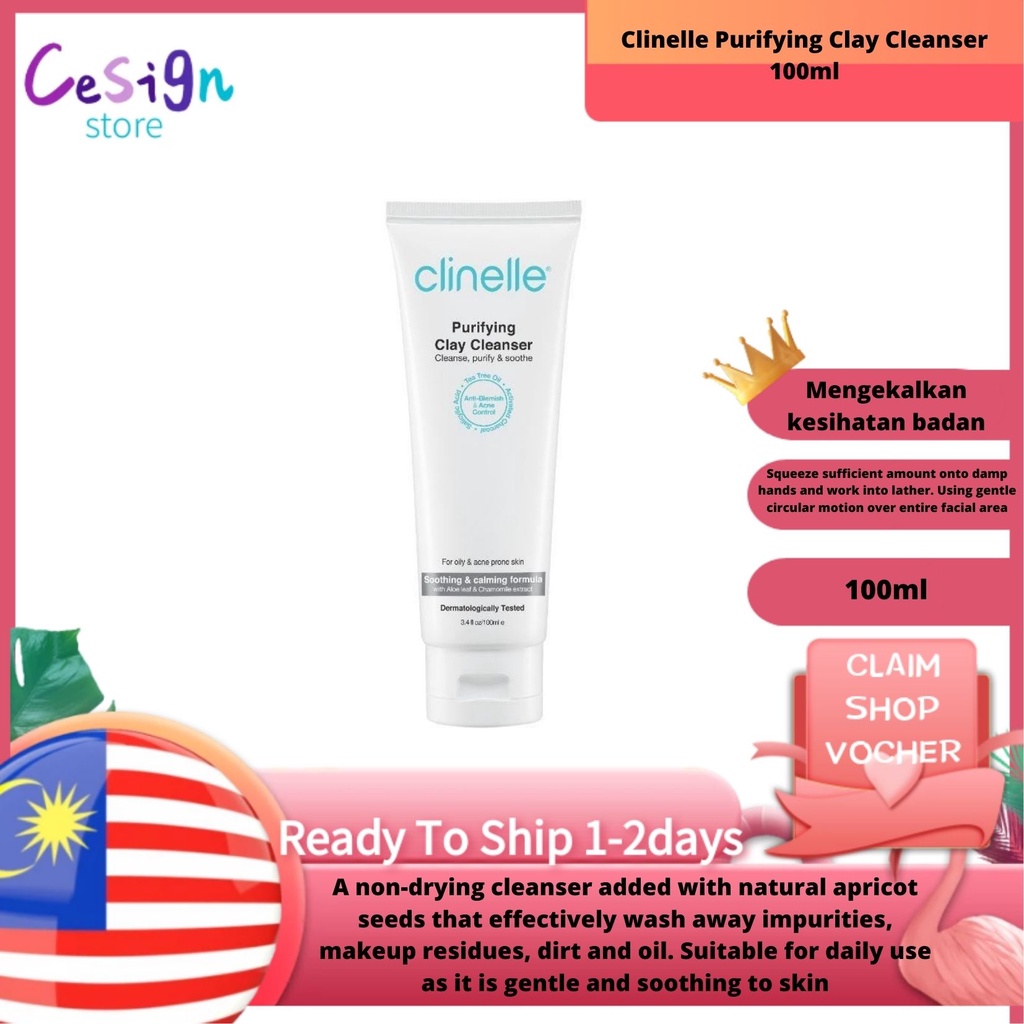 Clinelle Purifying Clay Cleanser 100ml | Shopee Malaysia