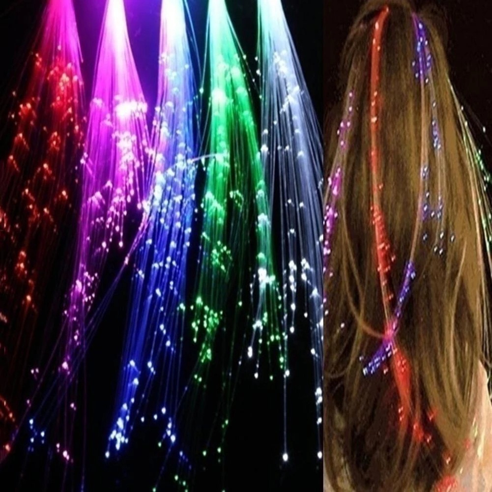 LED Lights Up Fiber Optic Multi Color Mohawk Glow Hair Party Rave ...