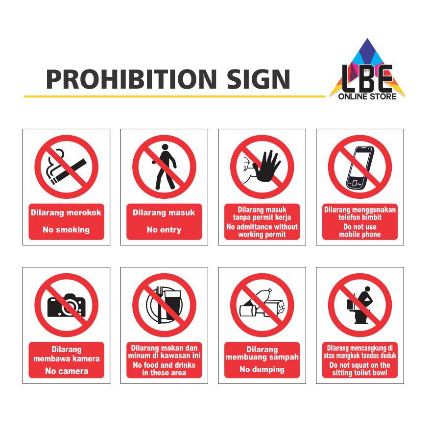 Prohibition Safety Sign | Shopee Malaysia