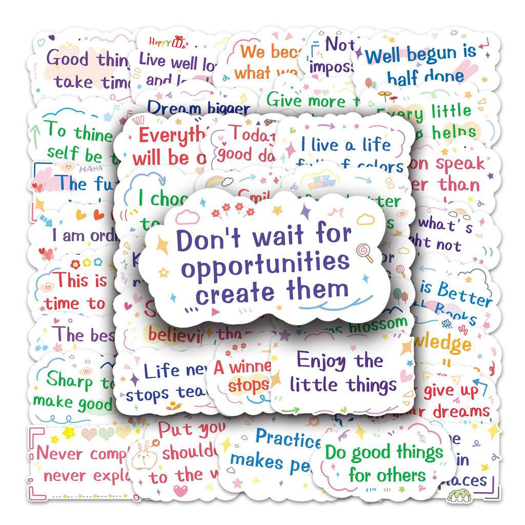 50 Piece Funny English Slogan Stickers Waterproof DIY For Phones Laptop ...