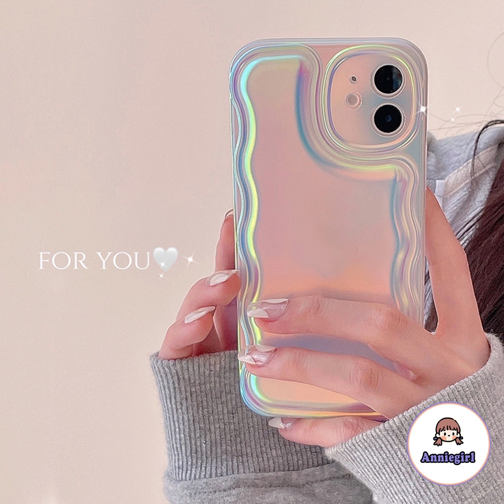 Dreamy Shiny Gradient Laser Wave Frame Phone Case Compatible for IPhone ...