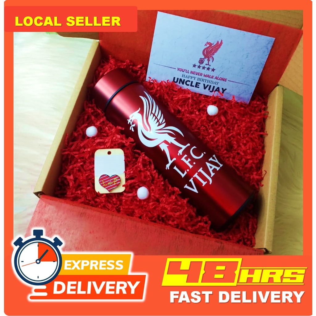 Football Club LED Thermos Flask Bottle Customize Name Sticker GIFT ...