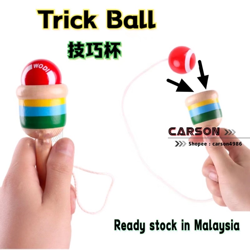 wooden trick ball skill ball cup toys 技巧杯 | Shopee Malaysia