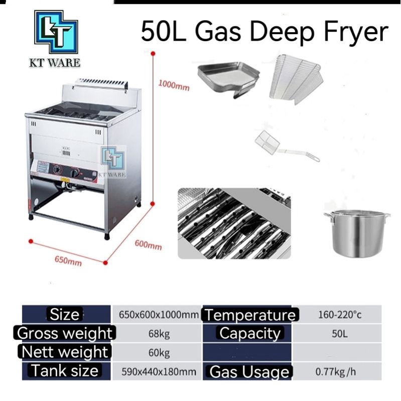 KT WARE 30L 40L 50L Taiwan Gas Deep Fryer Machine mesin goreng auto ...