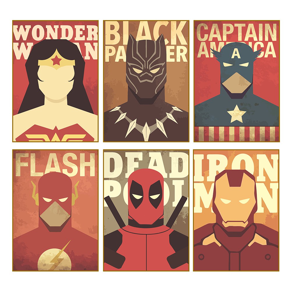 Minimalist Superhero Poster for wall decoration A3 Size | Shopee Malaysia