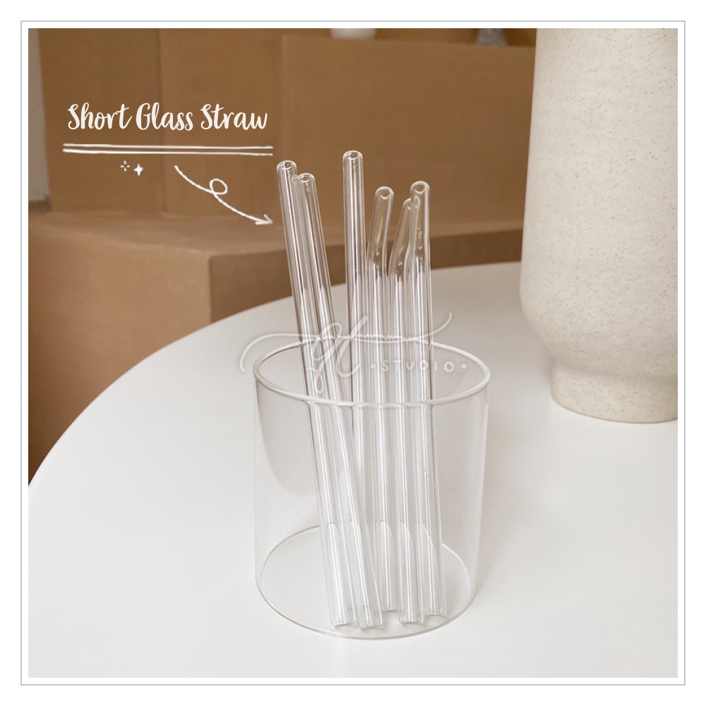 [Ready Stock] Reusable Glass Straw / Glass Drinking Straw Short (15cm ...