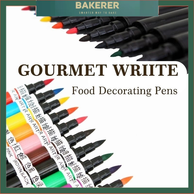Edible Food Colouring art Pen Halal Double Head Decoration Black pen ...