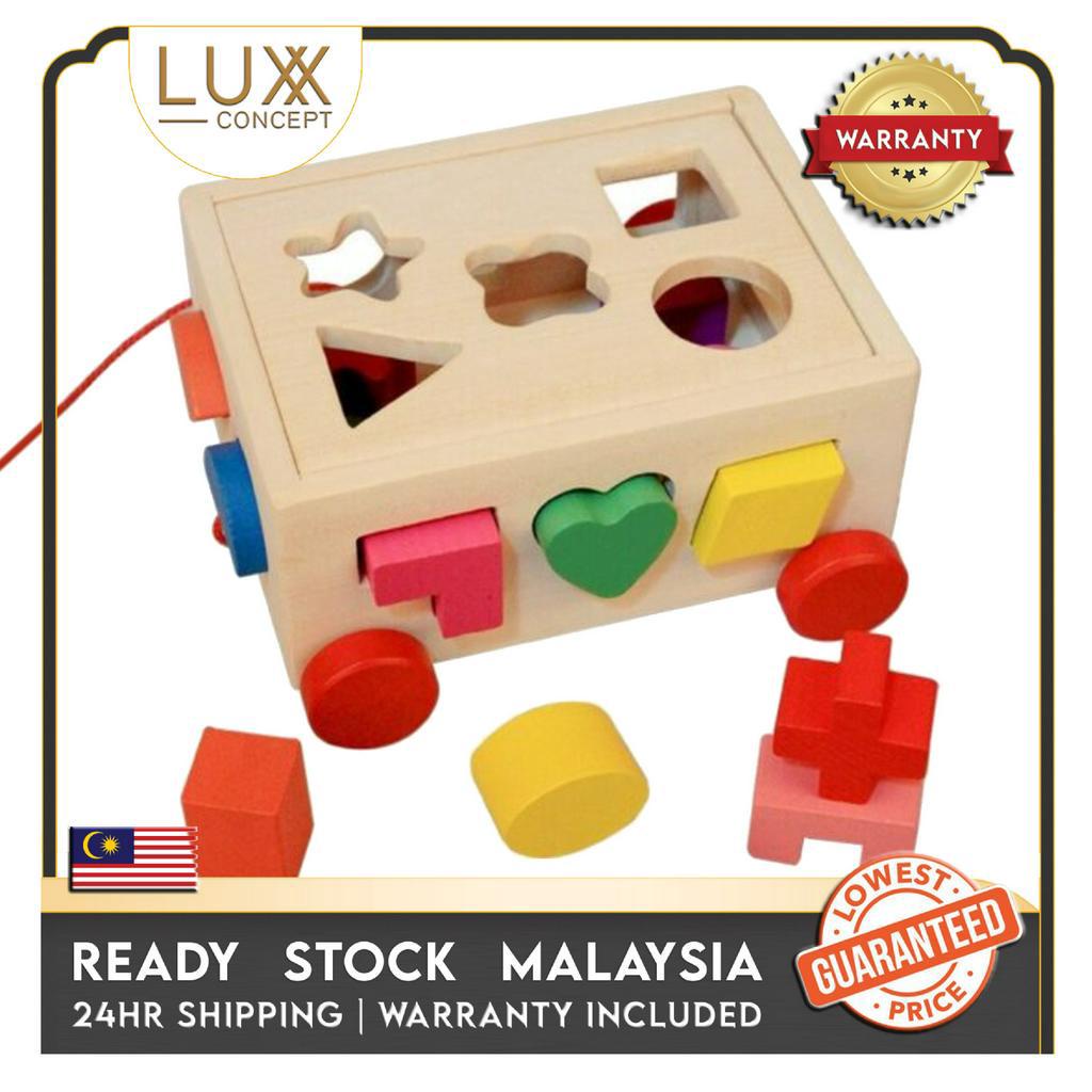 Wooden Blocks Matching Toy with Wheel Car Truck Activity Cube Shape ...