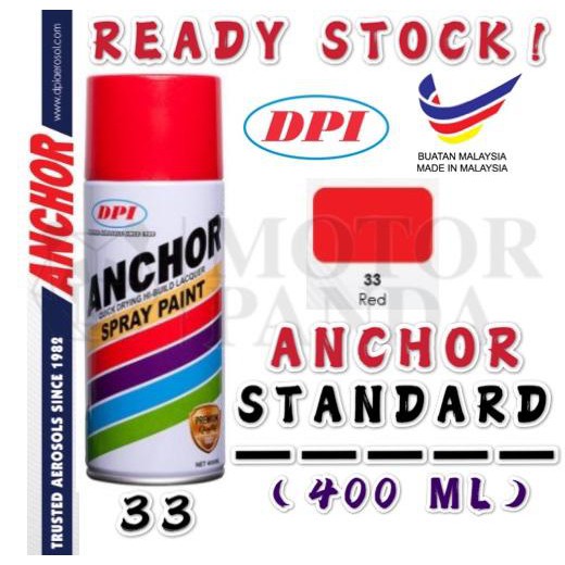 ANCHOR STANDARD 33 RED MERAH CAN SPRAY 400ML CAT SPRAY TIN 100% ...