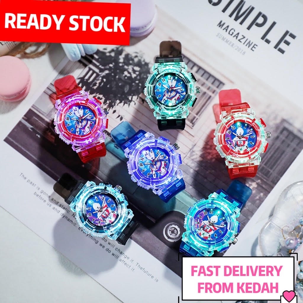 Ready stock Ultraman Watch night light watch LED flash silicone watch ...
