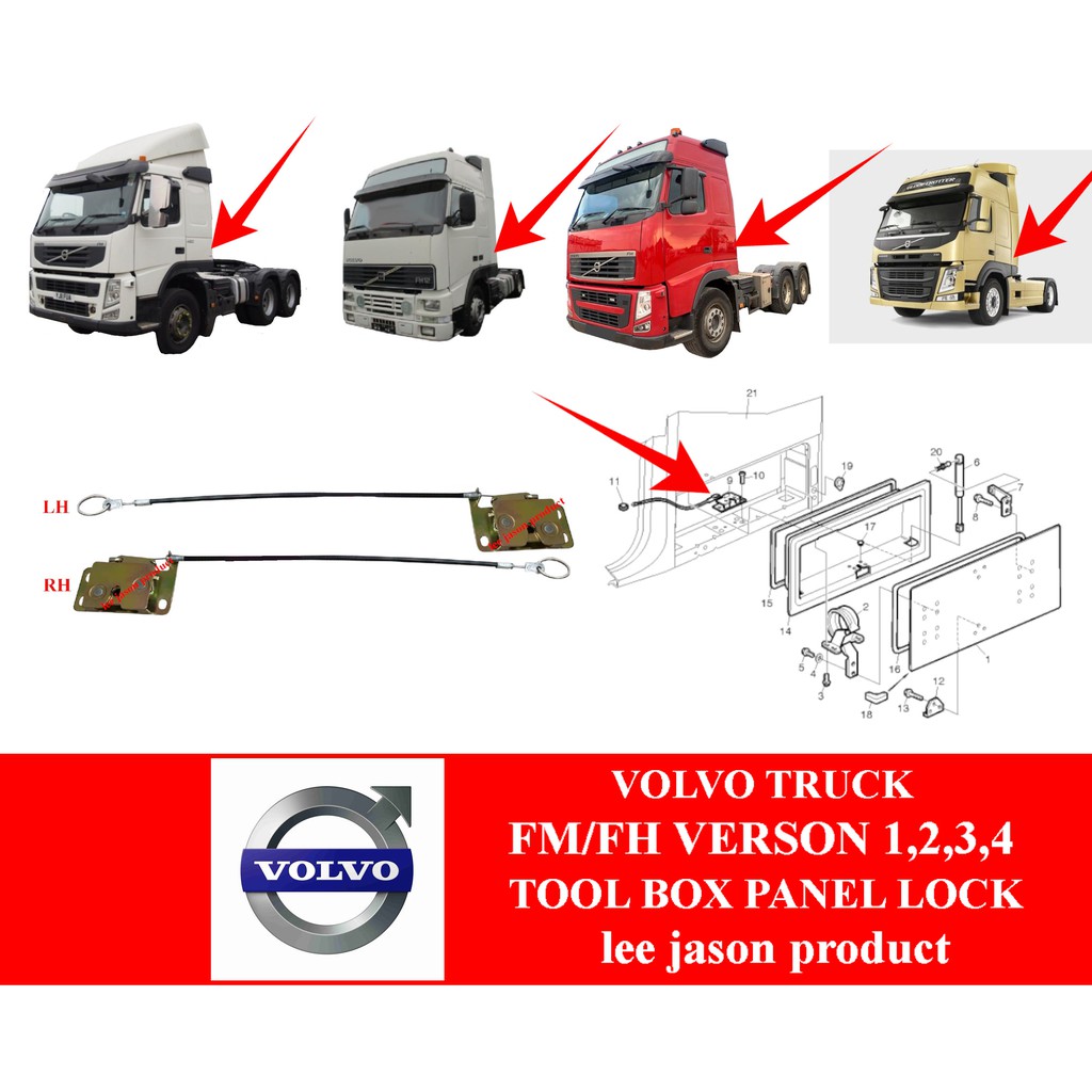 VOLVO FM FH V1,V2,V3,V4 TOOL BOX PANEL LOCK 20467458 20467159 | Shopee ...