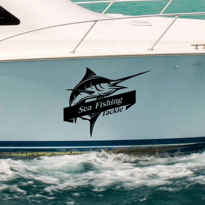 Sea Fishing Tackle Swordfish Marlin Sticker Decal Bucket Tackle Shop ...