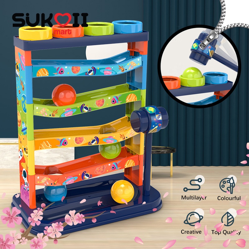SKOI Children Early Education Toys Five Layer Bouncing Ball Slide Pound ...