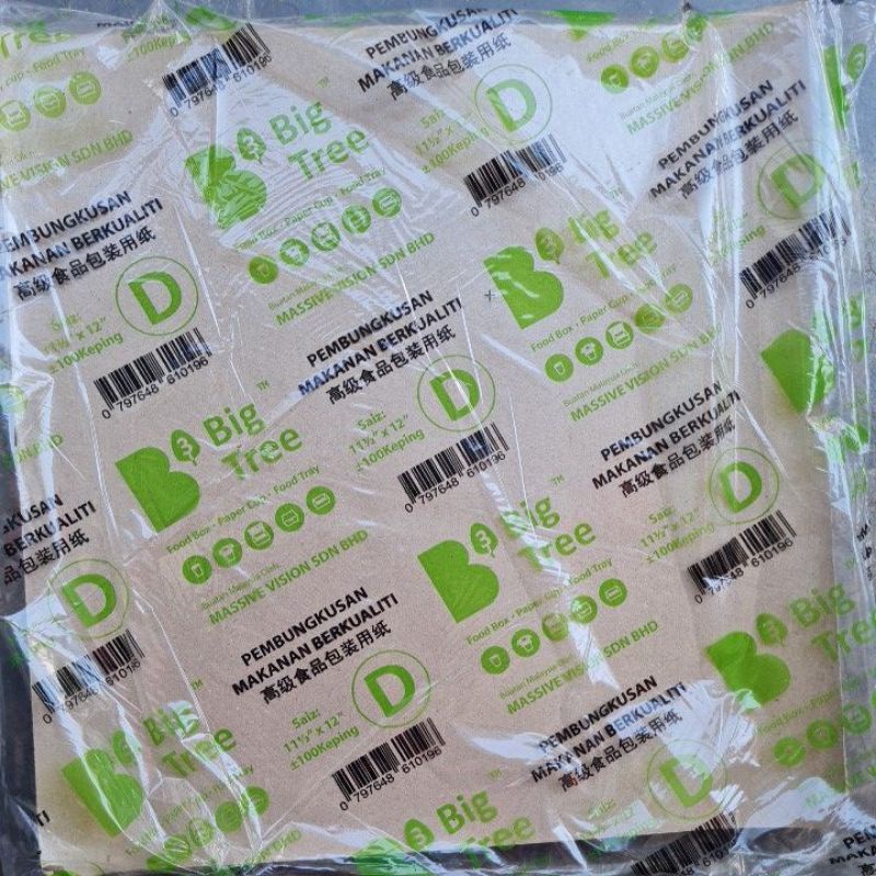 Hawker Paper D (100PCS±) - Paper Food Wrapping- Kertas Nasi Lemak D ...