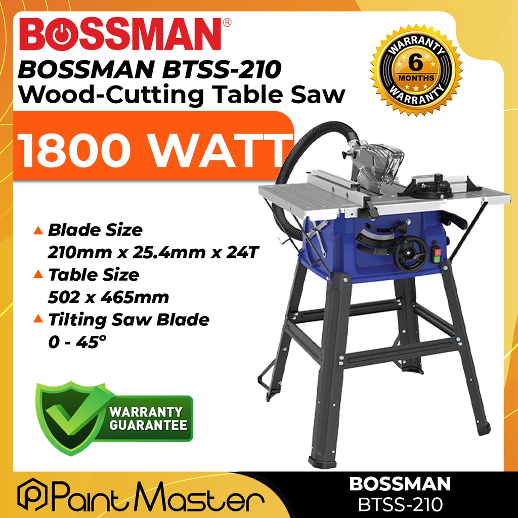 Bossman 1800W 210mm Table Saw BTSS210 Woodworking Machine | Shopee Malaysia