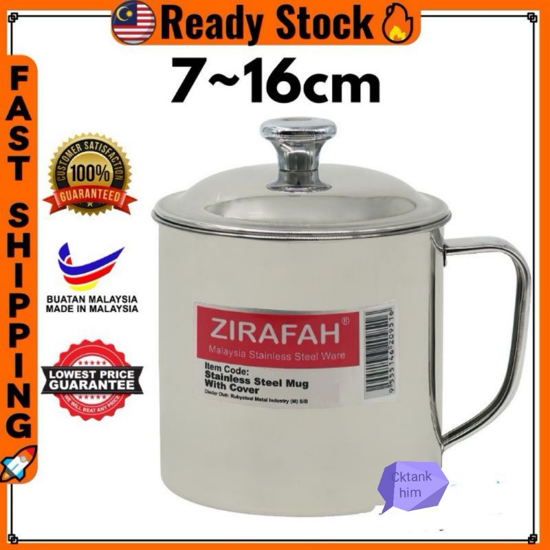 StainlessSteel Mug with Cover | Kole Besi Tahan Karat dengan Penutup ...