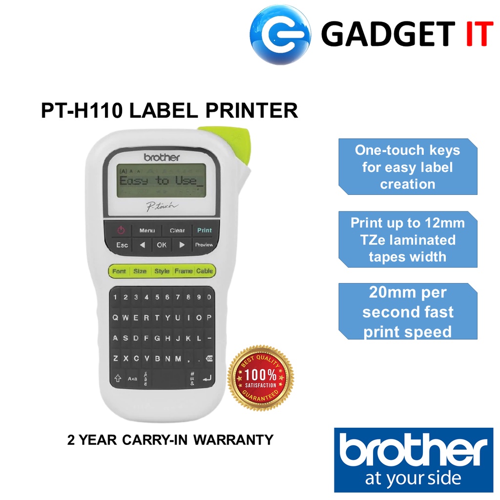BROTHER P-TOUCH PT-H110 LABEL MACHINE PTH110 / H110 (WARRANTY BY ...