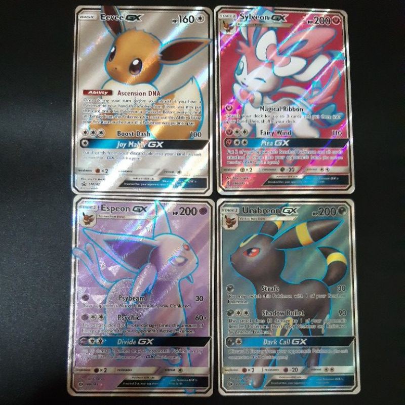 Pokemon card TCG: Eevee evolution Set: Eevee GX, Sylveon GX, Espeon GX ...