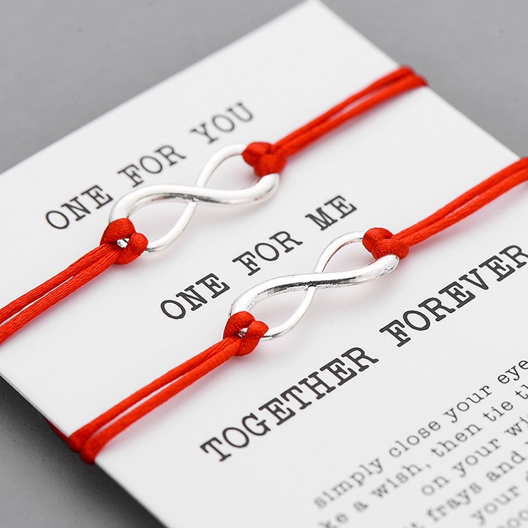 2pcs/set Together Forever Love Infinity Bracelet for Lovers Red String ...