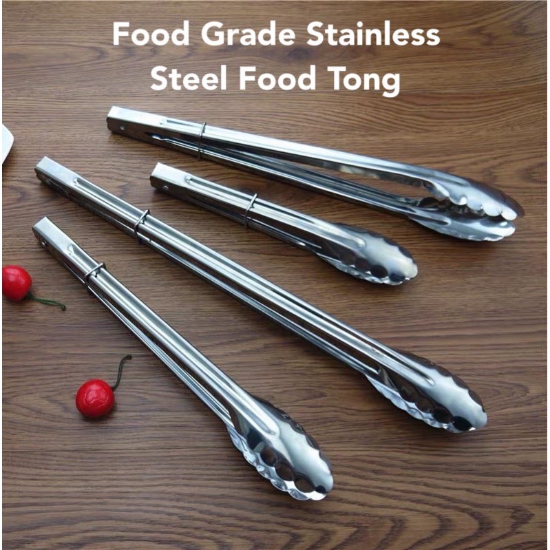 {Ready Stock} Food Grade Stainless Steel Food Tong (9"/12"/14"/16 ...